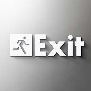 Exit Symbol Sign - 3mm Acrylic Laser-cut, 3D, Home, Studio, Lounge ...