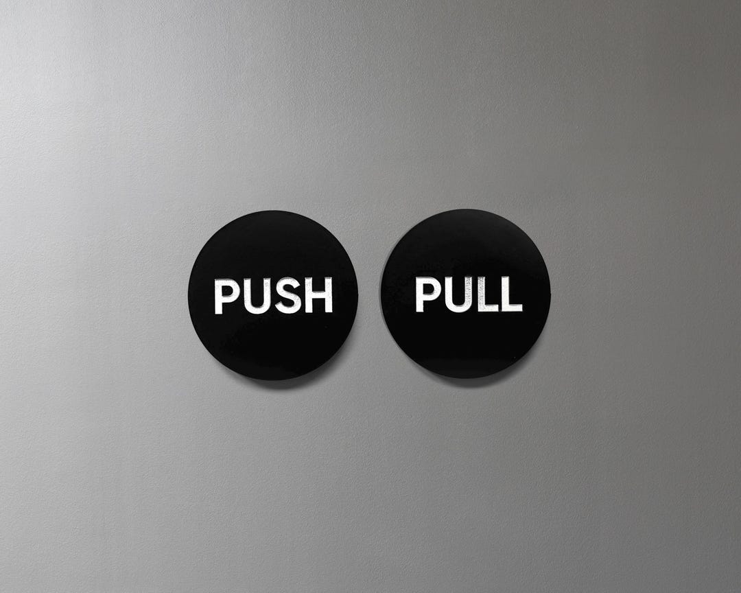 Push & Pull - Door Acrylic Sign, 3D, Toilet, Modern, Minimal ...
