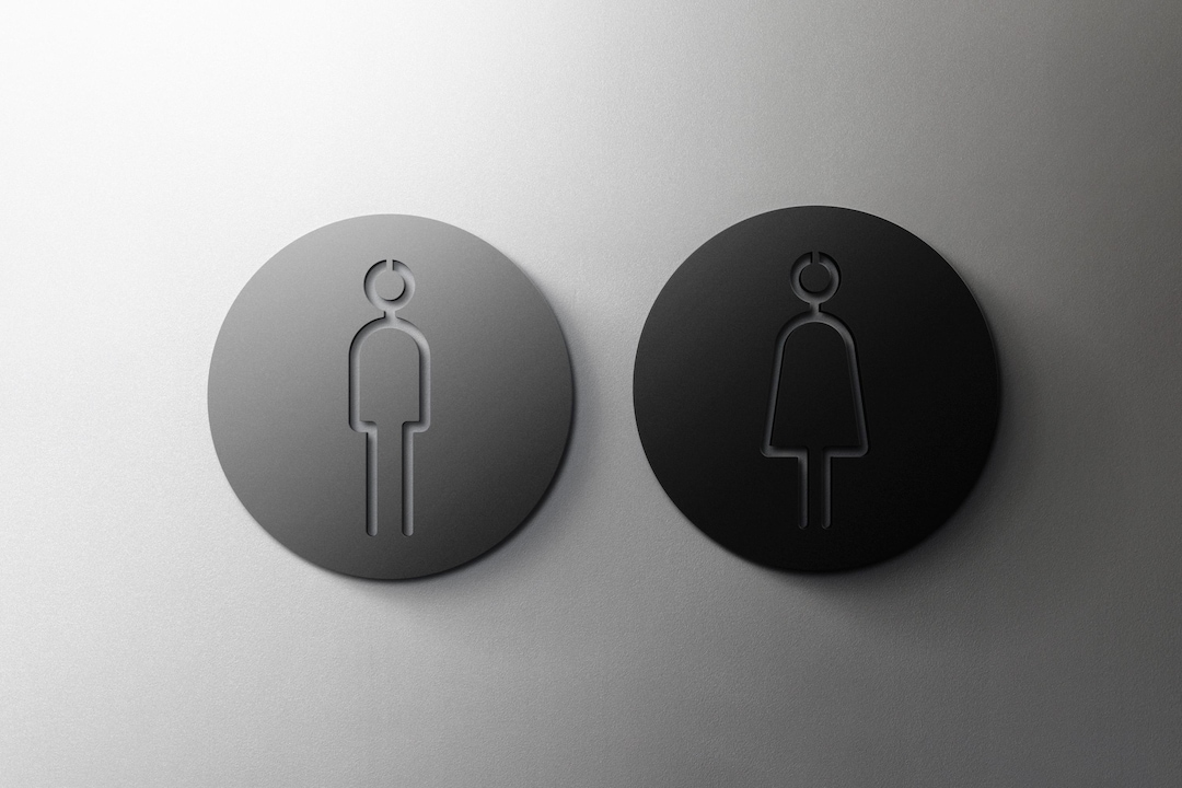 Circle Toilet Sign Male & Female - Acrylic Restroom, 3D, Shop, Modern ...