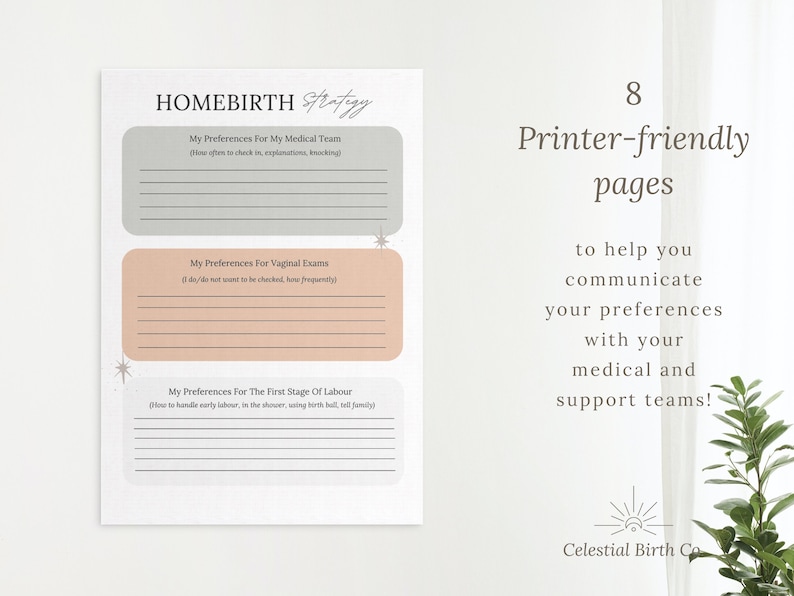 Homebirth Birth Strategy Template | Printable Digital Birth Plan Guide ...