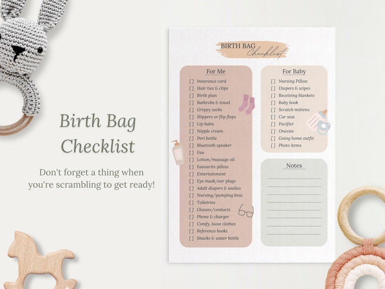 The Ultimate Birth Bundle | Birth Bag Checklist, Birth Plan Template, Birth Affirmation ...