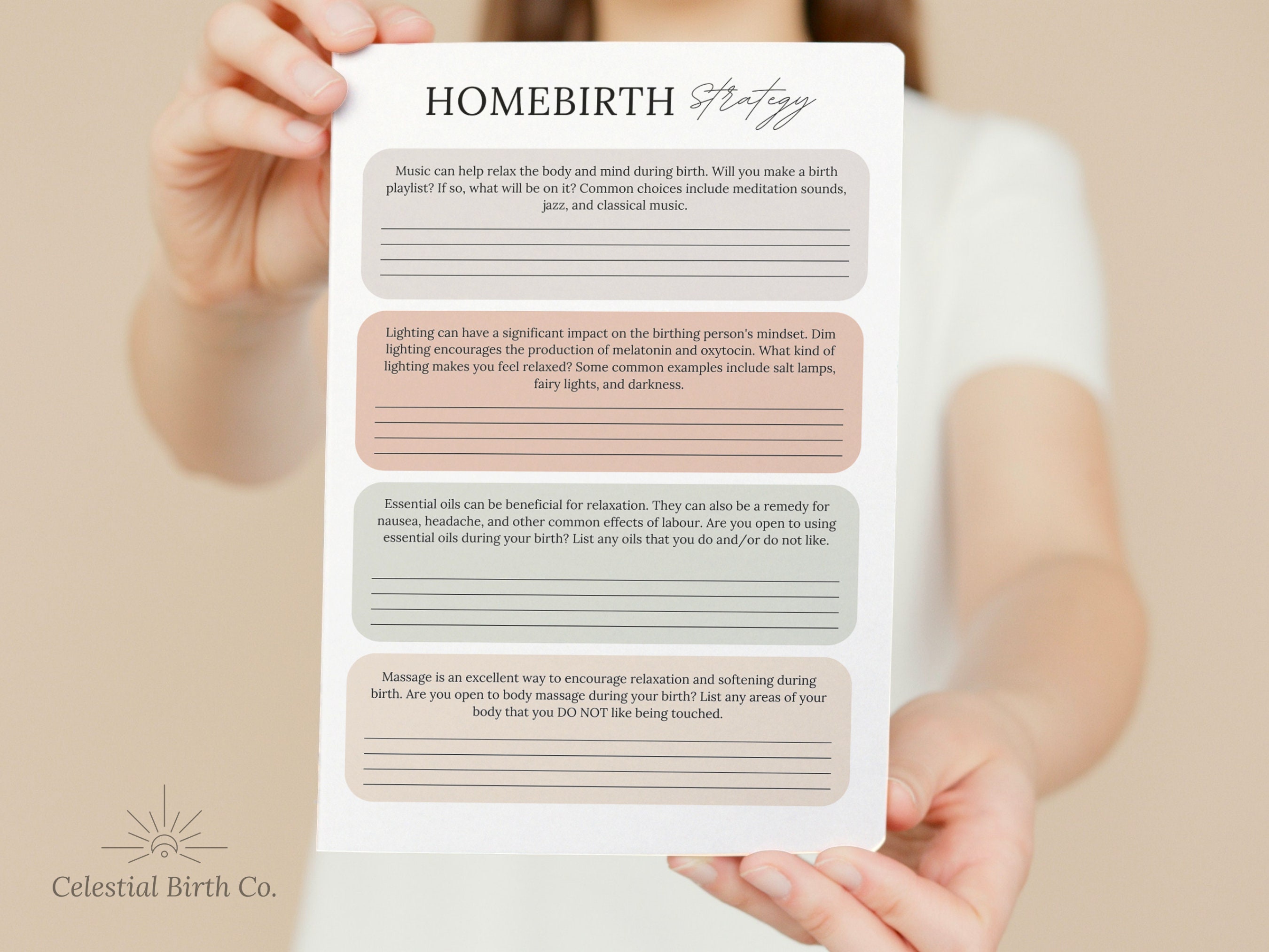 Homebirth Birth Strategy Template | Printable Digital Birth Plan Guide ...