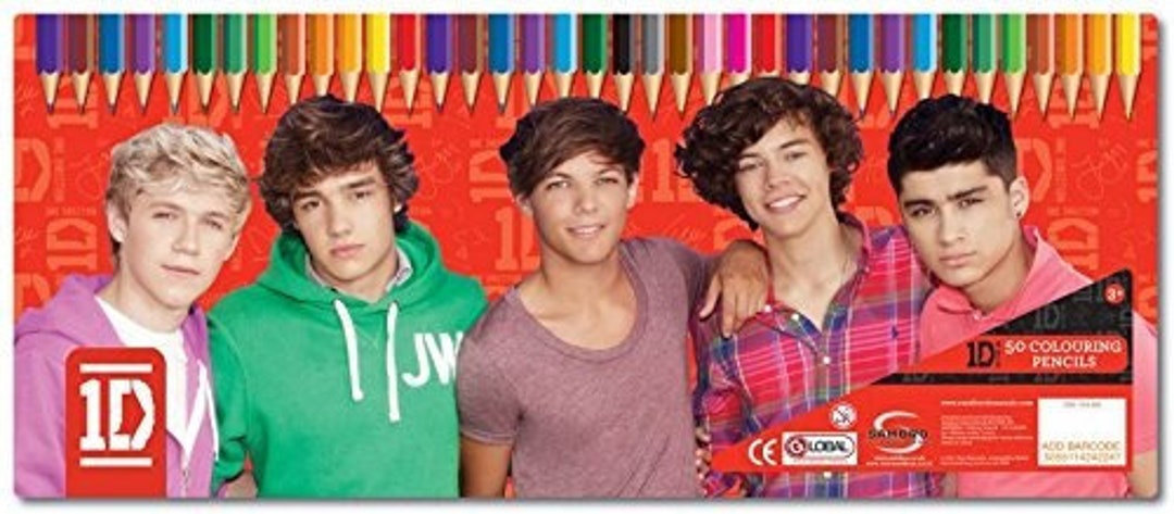 One Direction 50 Piece Colouring Pencil Tin Set (stationary, 50pc, 1D ...