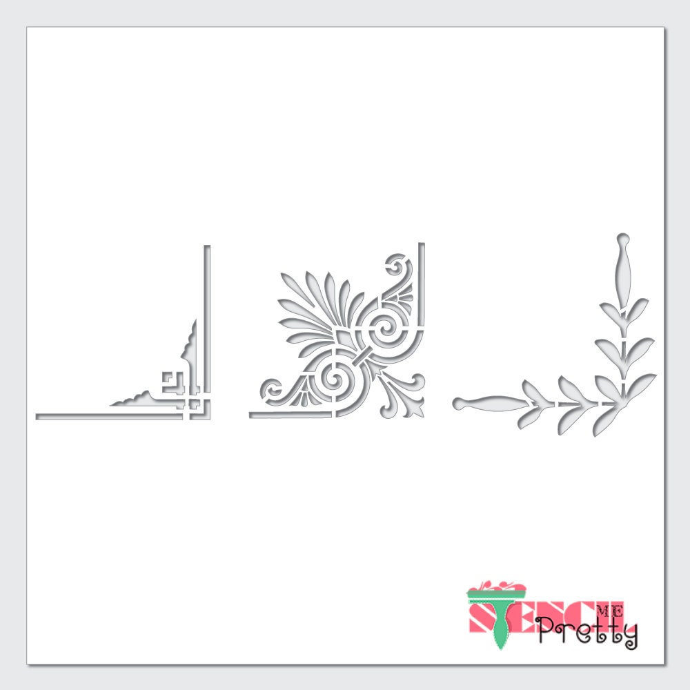Three in One Elegant Corner Border Stencil - Etsy