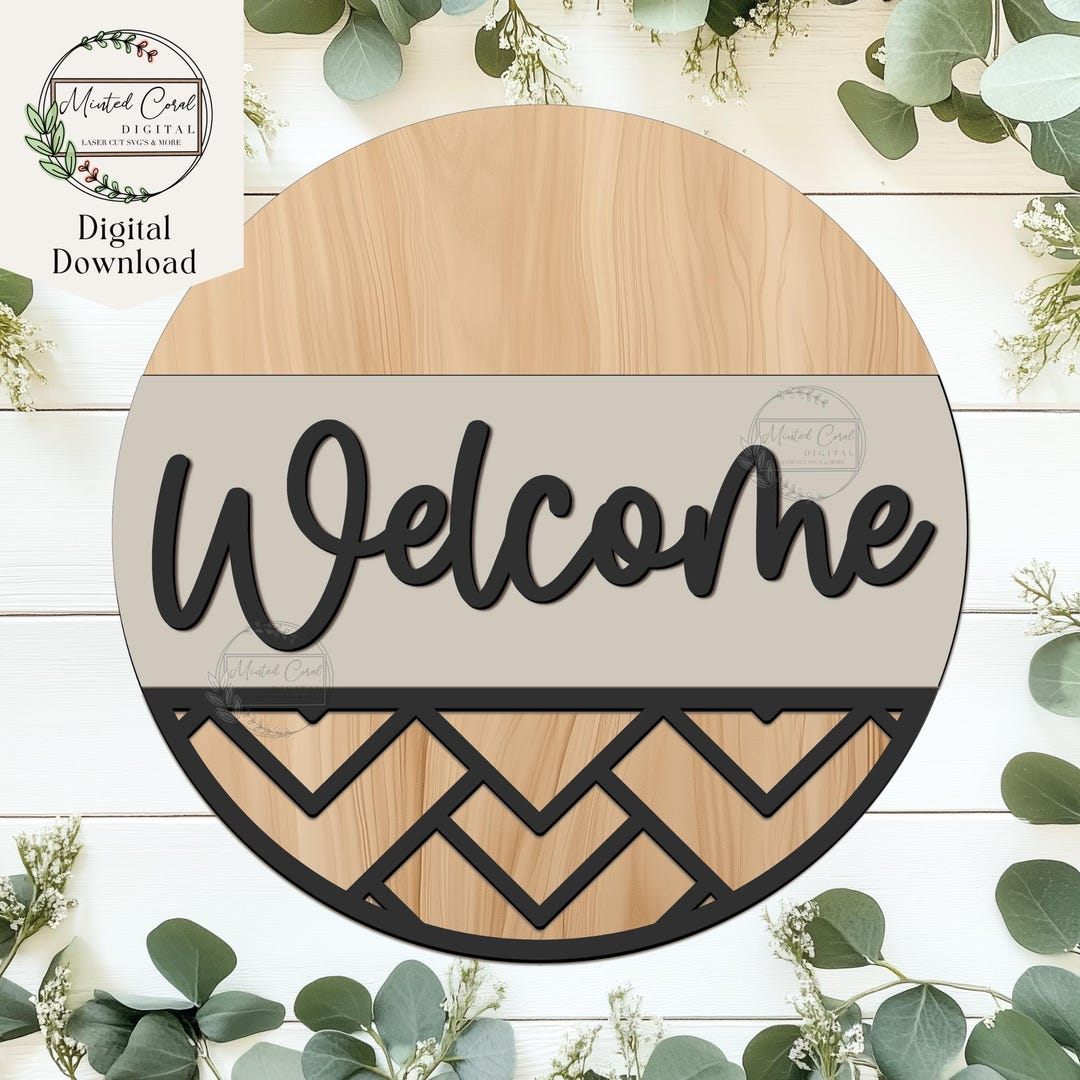 Geometric Welcome Sign SVG, Digital Download, Patterned Door Hanger ...