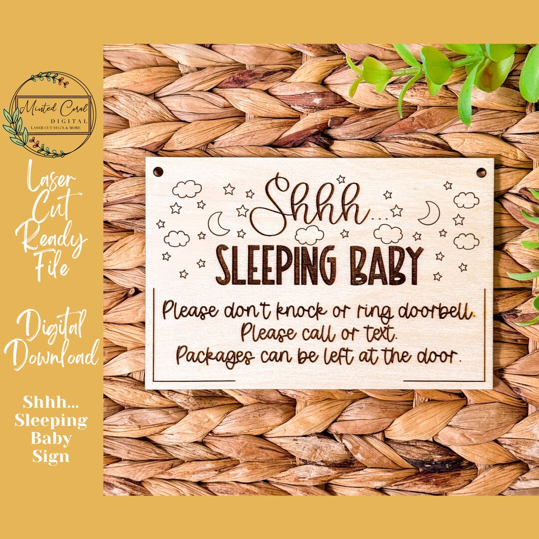 Shhh Sleeping Baby Sign SVG, Stars, Moons, Clouds, Door Hanger, Don't ...
