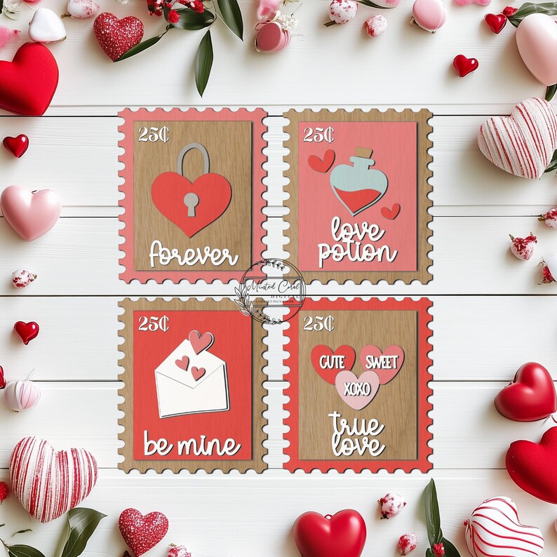 Valentine's Day Stamp Sign Bundle, Digital Download, Valentine's Shelf ...