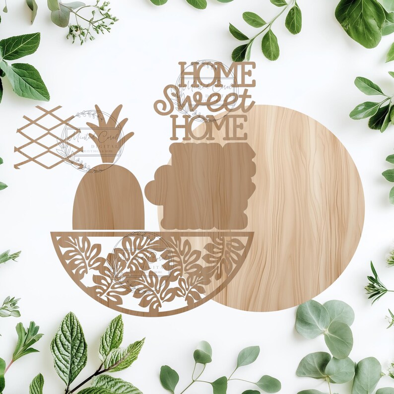 Pineapple Home Sweet Home Sign SVG, Digital Download, Tropical Door ...