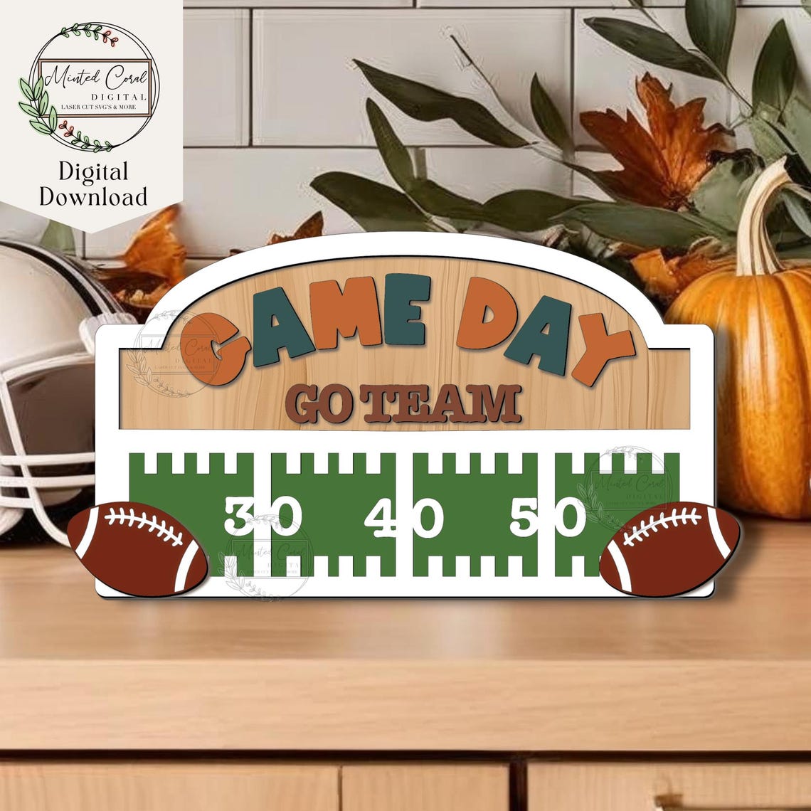 Game Day Football Sign SVG, Digital Download, Team Colors Sign, Laser ...