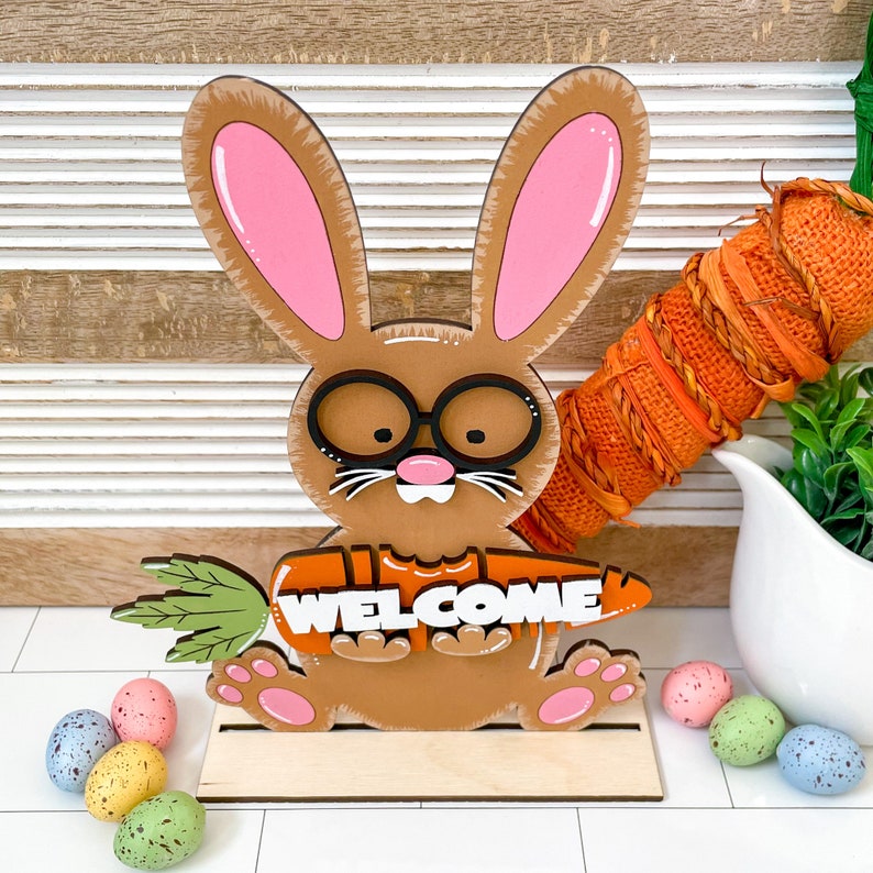Standing Easter Bunny SVG Digital File Easter Welcome Sign - Etsy