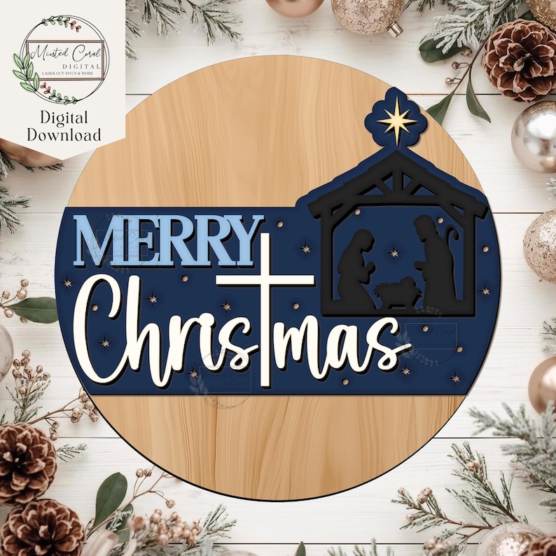 Merry Christmas Nativity Sign SVG, Digital Download, Christian Welcome ...