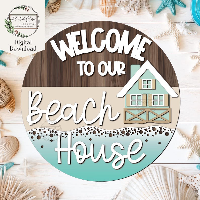Beach House Sign SVG, Digital Download, Summer Door Hanger, Nautical ...
