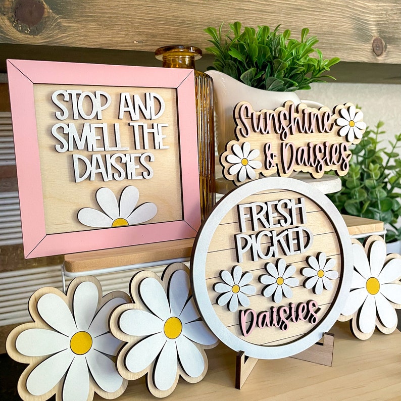 Daisy Tiered Tray SVG, Digital Download, Spring Round Sign, Sunshine ...