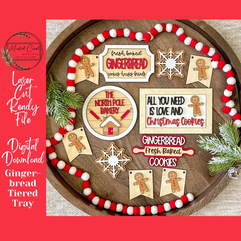 Gingerbread Tiered Tray SVG Christmas Christmas Cookies - Etsy