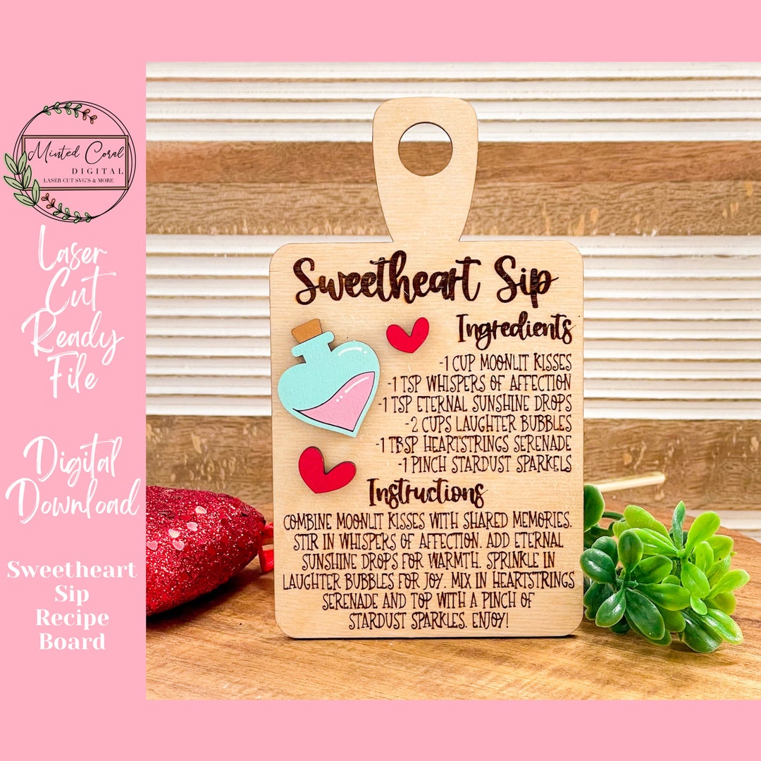 Valentines Recipe Board, Sweetheart Sip Recipe, Love Potion, Digital ...