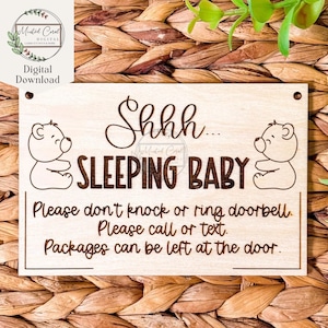 Shhh Sleeping Baby Sign SVG, Bears, Door Hanger, Don't Knock, New Baby ...
