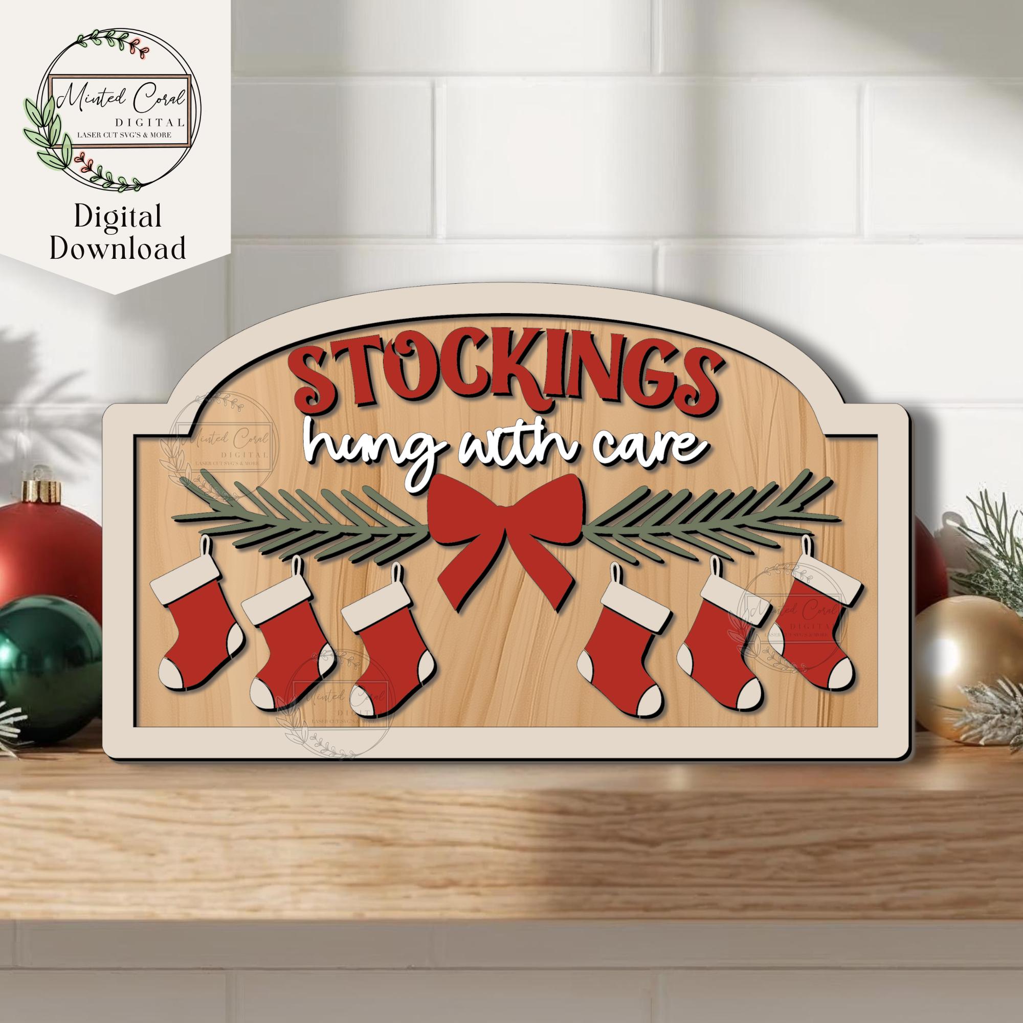 Christmas Stockings Sign SVG, Digital Download, Christmas Shelf Sign ...