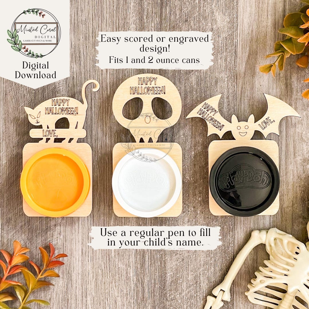 Halloween Play Doh SVG, Digital File, Bats, Skull, Cat, Bundle, Kids ...