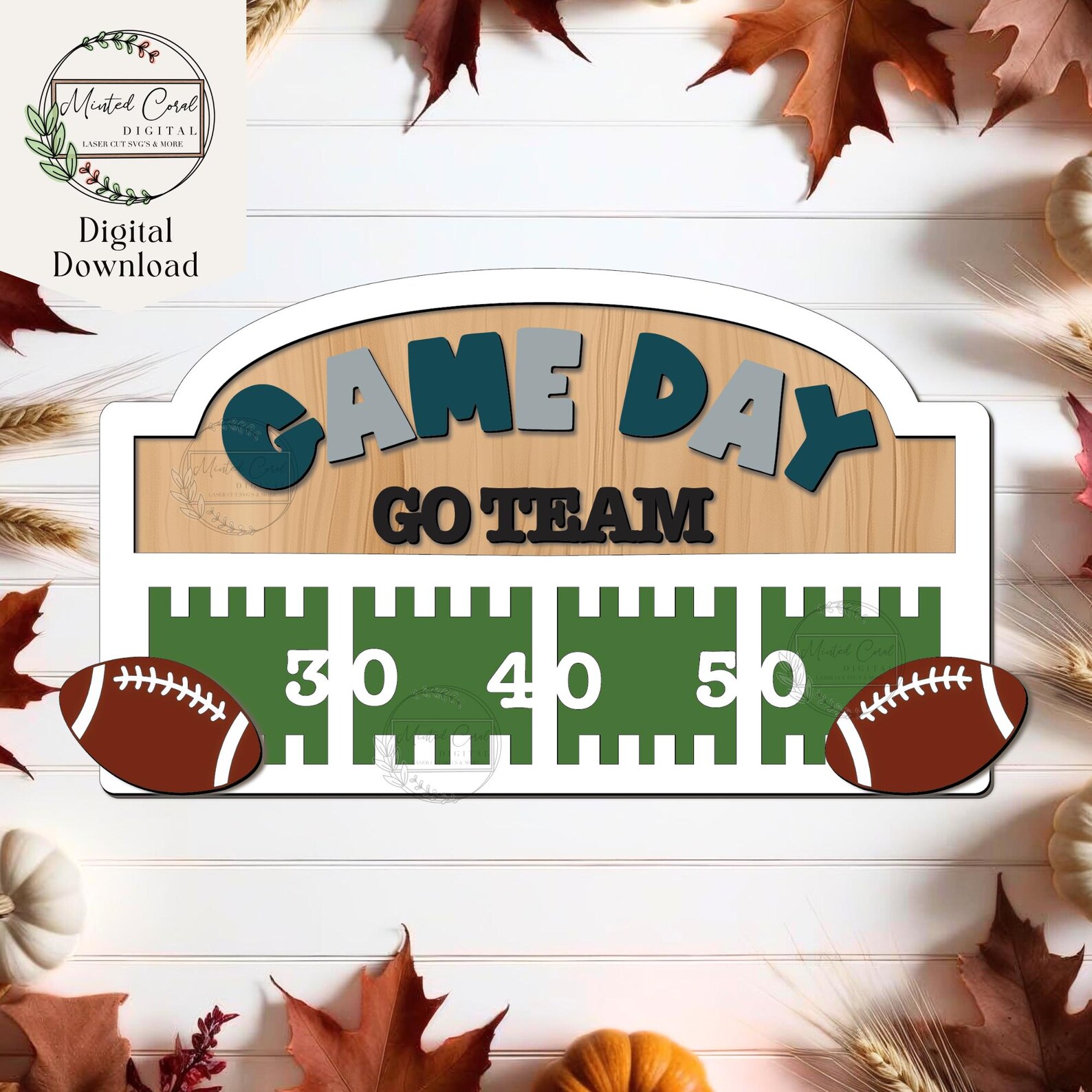 Game Day Football Sign SVG, Digital Download, Team Colors Sign, Laser ...