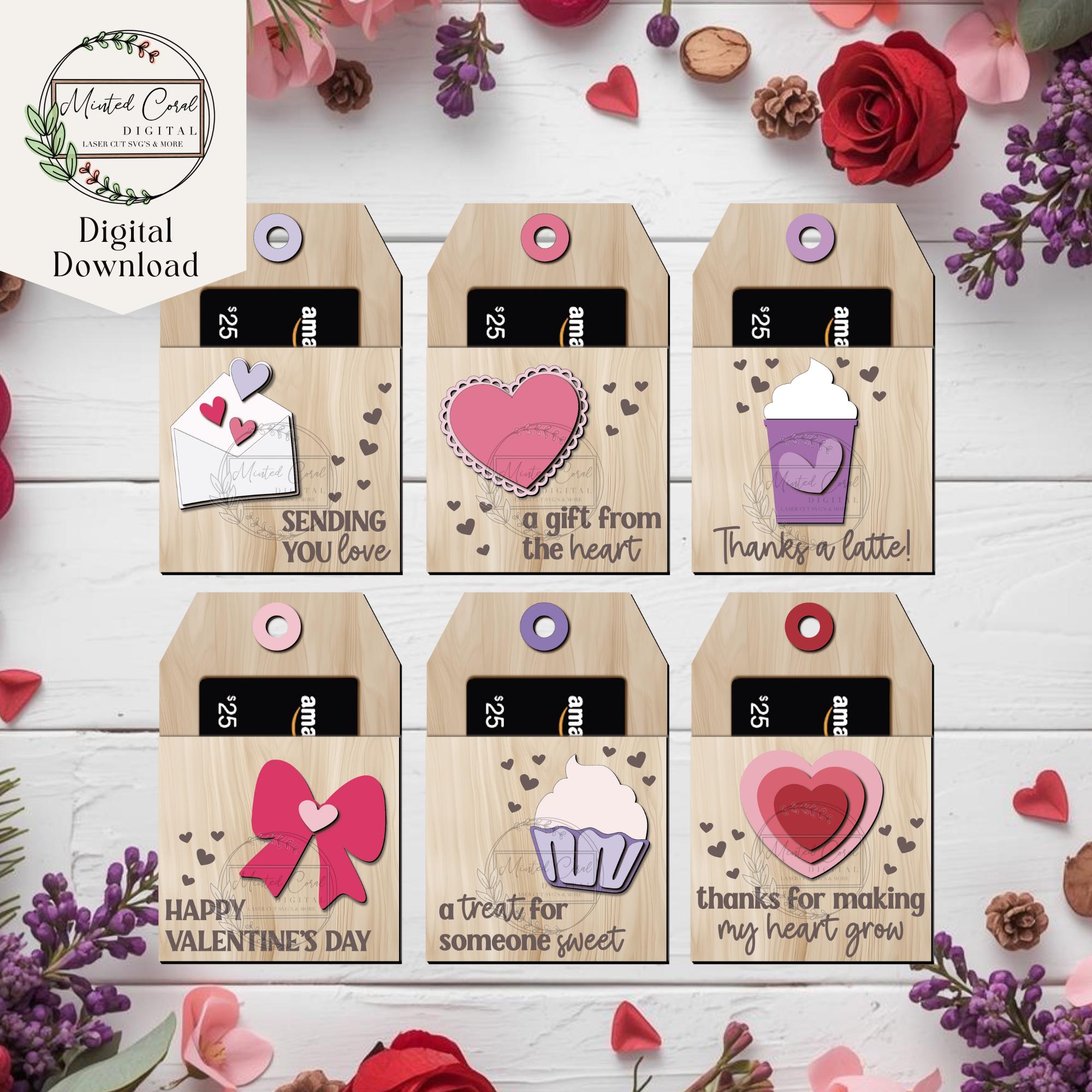 Valentine's Day Gift Card Holder SVG Bundle, Digital Download, Money ...