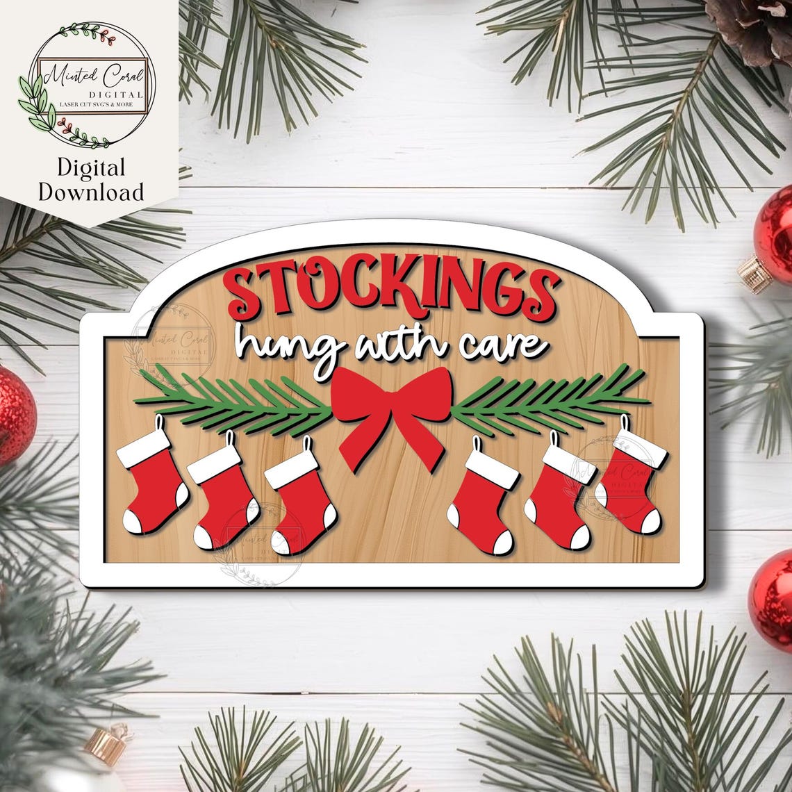 Christmas Stockings Sign SVG, Digital Download, Christmas Shelf Sign ...