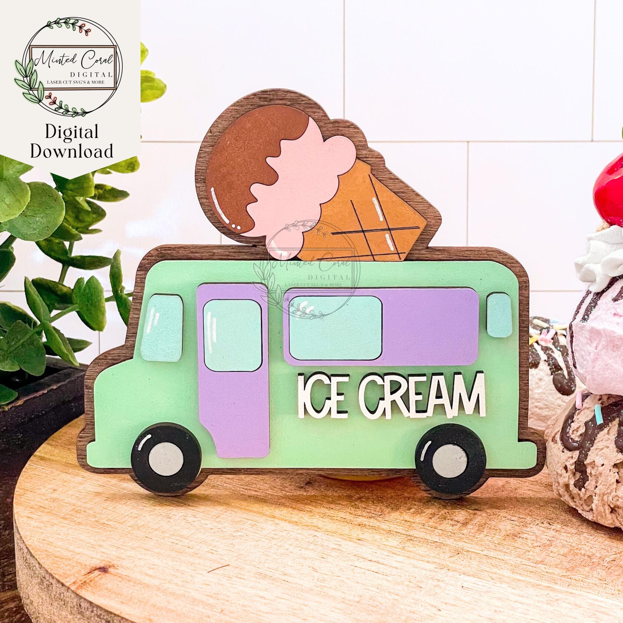 Ice Cream Truck Safety Signs Ice Cream Truck Sign Hi Res Stock
