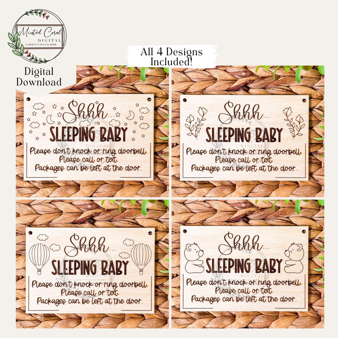 Shhh Sleeping Baby Sign SVG, Bundle, Door Hanger, Don't Knock, Shower ...