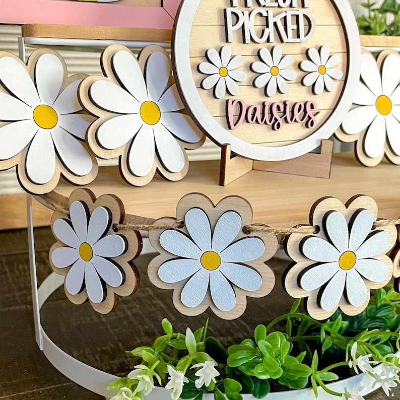 Daisy Tiered Tray SVG, Digital Download, Spring Round Sign, Sunshine ...