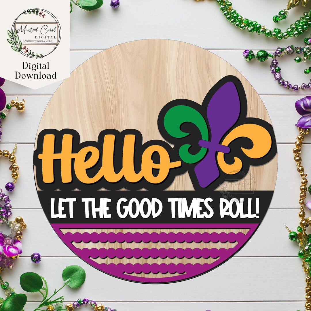 Mardi Gras Welcome Sign SVG, Digital File, Fleur De Lis, Door Hanger ...
