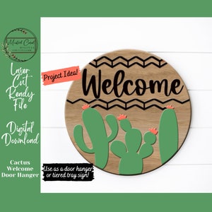 Cactus Door Hanger SVG, Digital File, Welcome Sign, Succulent, Cacti ...