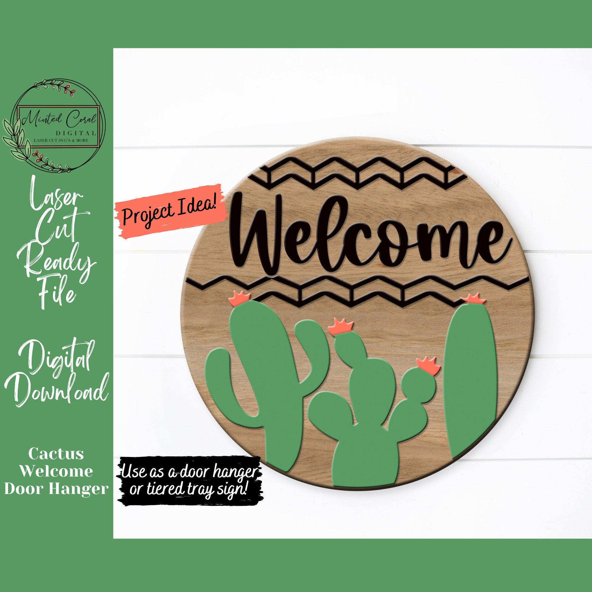 Cactus Door Hanger SVG Digital File Welcome Sign Succulent - Etsy