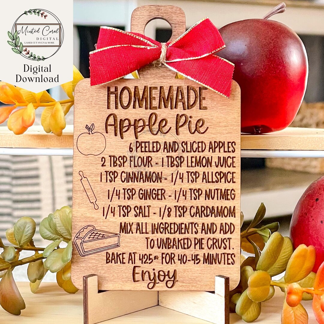 Apple Pie Recipe Cutting Board SVG, Fall Recipe, Digital File, Fall ...