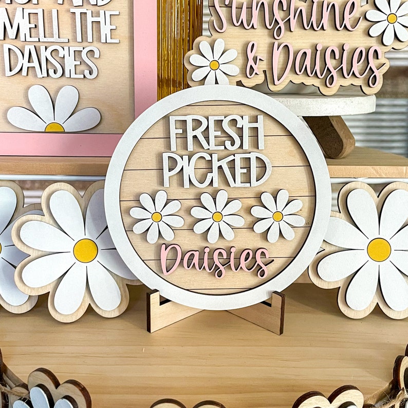 Daisy Tiered Tray SVG, Digital Download, Spring Round Sign, Sunshine ...