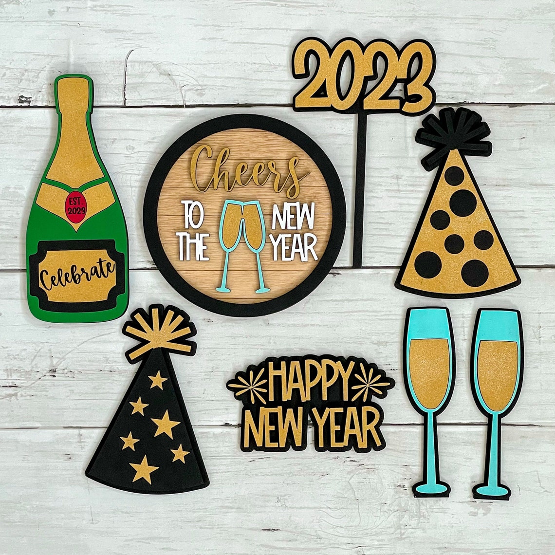 New Years Eve Tiered Tray SVG, Digital Download Party Decor, Glowforge ...