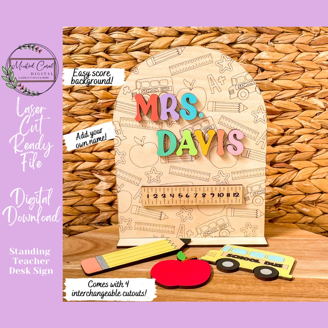 Teacher Desk Sign SVG, Personalized Teacher Sign, Digital File, Teacher ...