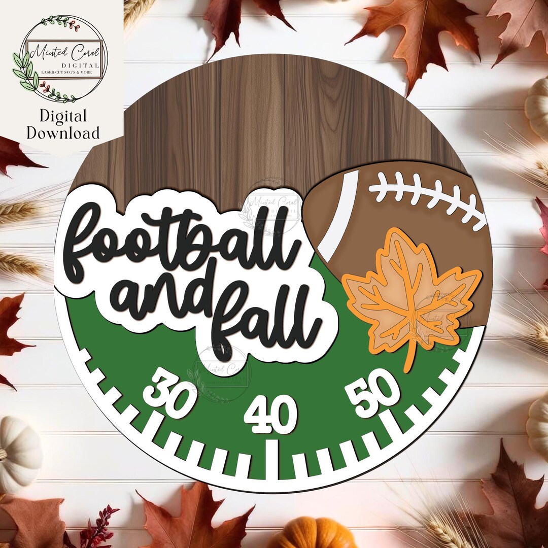 Fall Football Door Hanger SVG, Digital Download, Football Welcome Sign ...