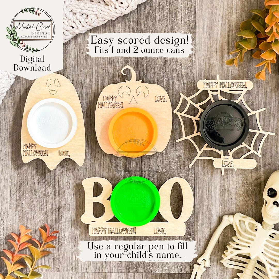 Halloween Play Doh SVG, Digital File, Bats, Skull, Cat, Bundle, Kids ...