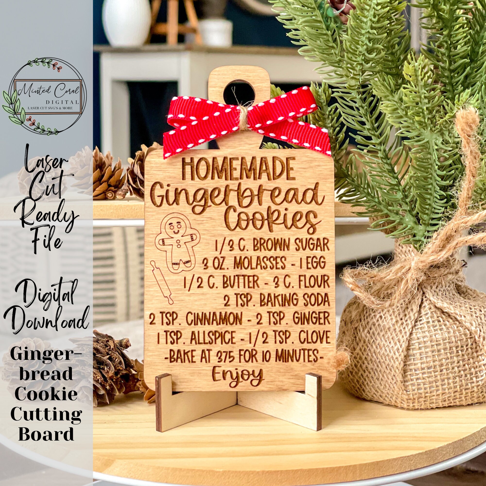 Gingerbread Cookie Recipe Cutting Board SVG Digital File - Etsy