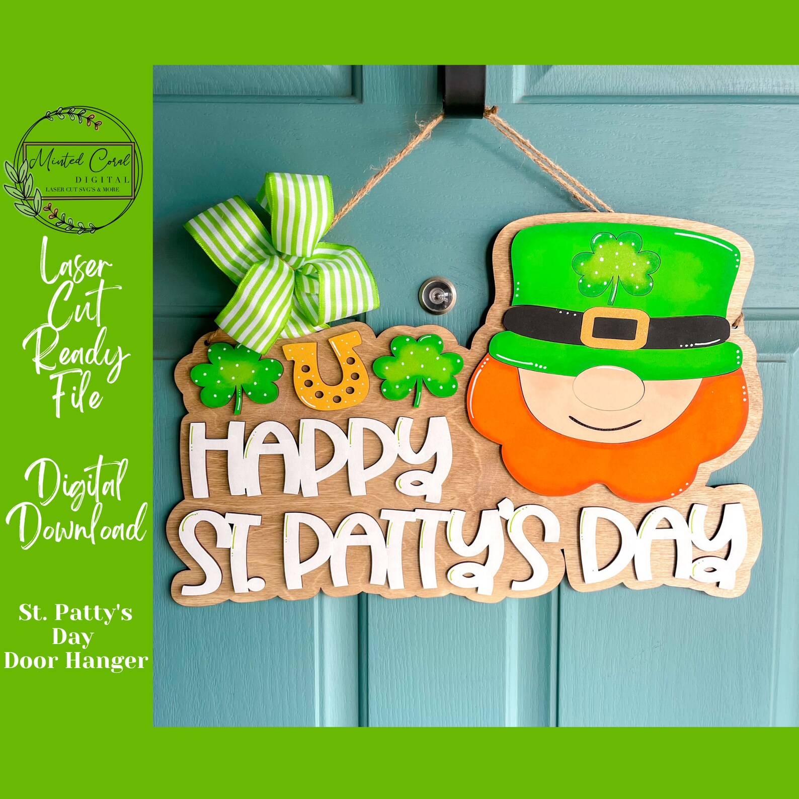 St Patricks Day Door Hanger SVG, Digital File, St Pattys, Paddy, Paint ...
