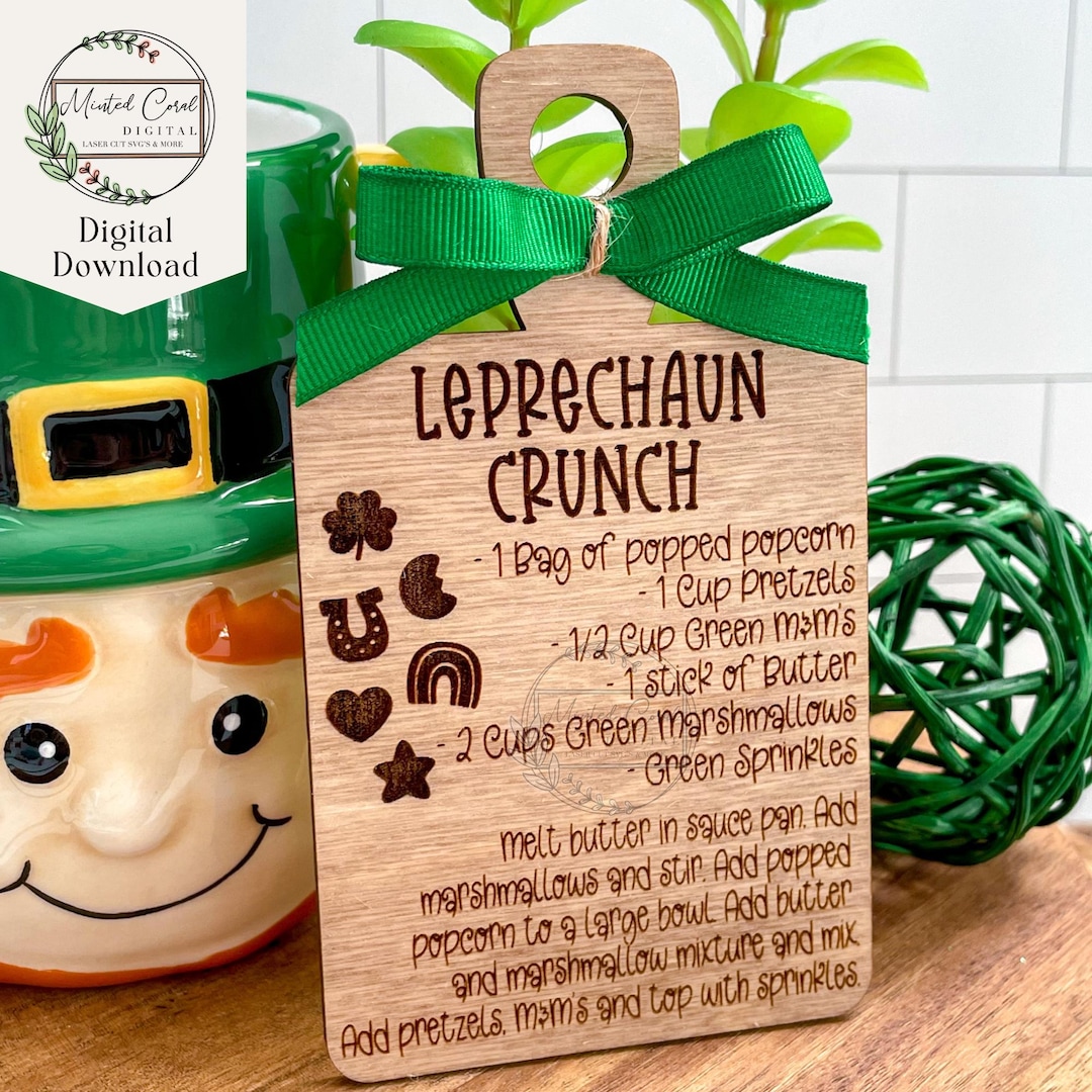 St Pattys Day Recipe Cutting Board SVG, Lucky Charms, Leprechaun ...