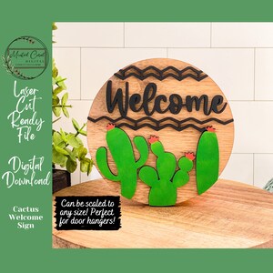 Cactus Door Hanger SVG, Digital File, Welcome Sign, Succulent, Cacti ...