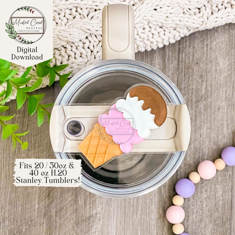 Ice Cream Stanley Name Plate SVG, Summer Topper, Ice Cream Cone ...