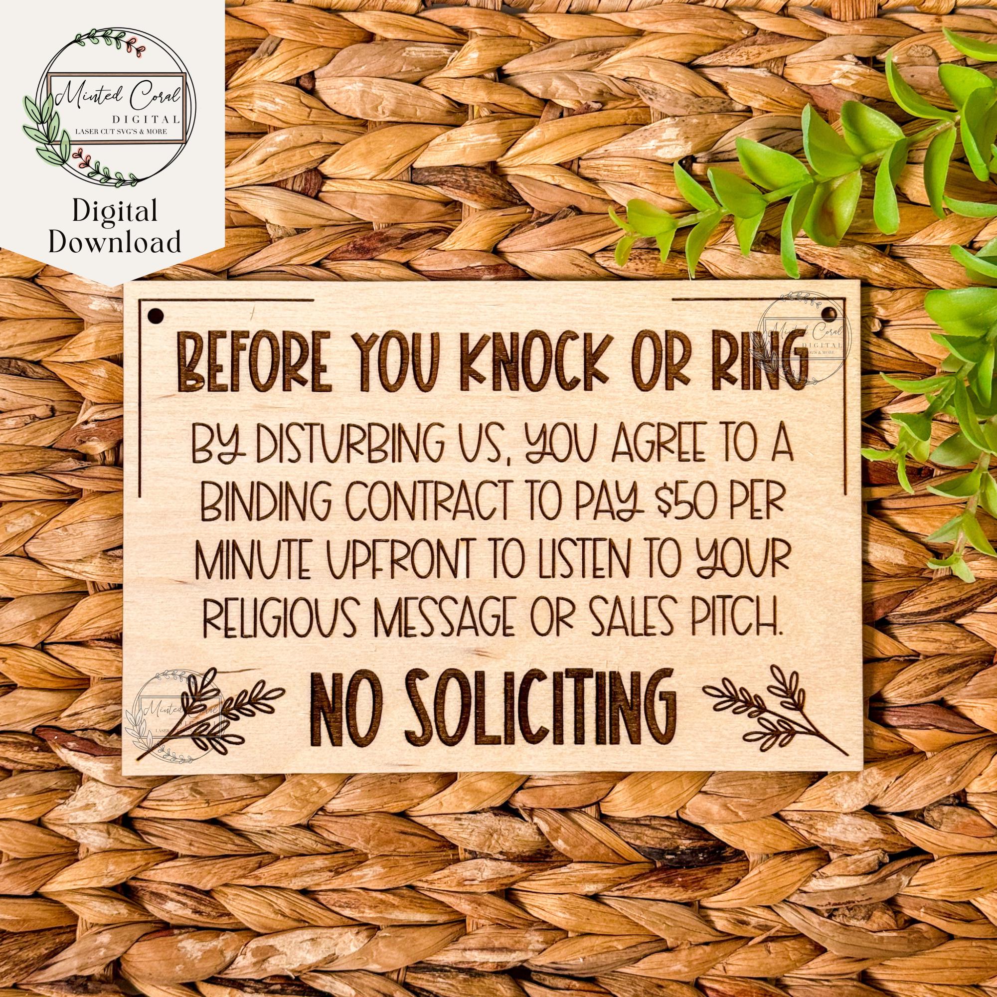 No Soliciting Sign SVG, Digital Download, Before You Knock, Door Hanger ...