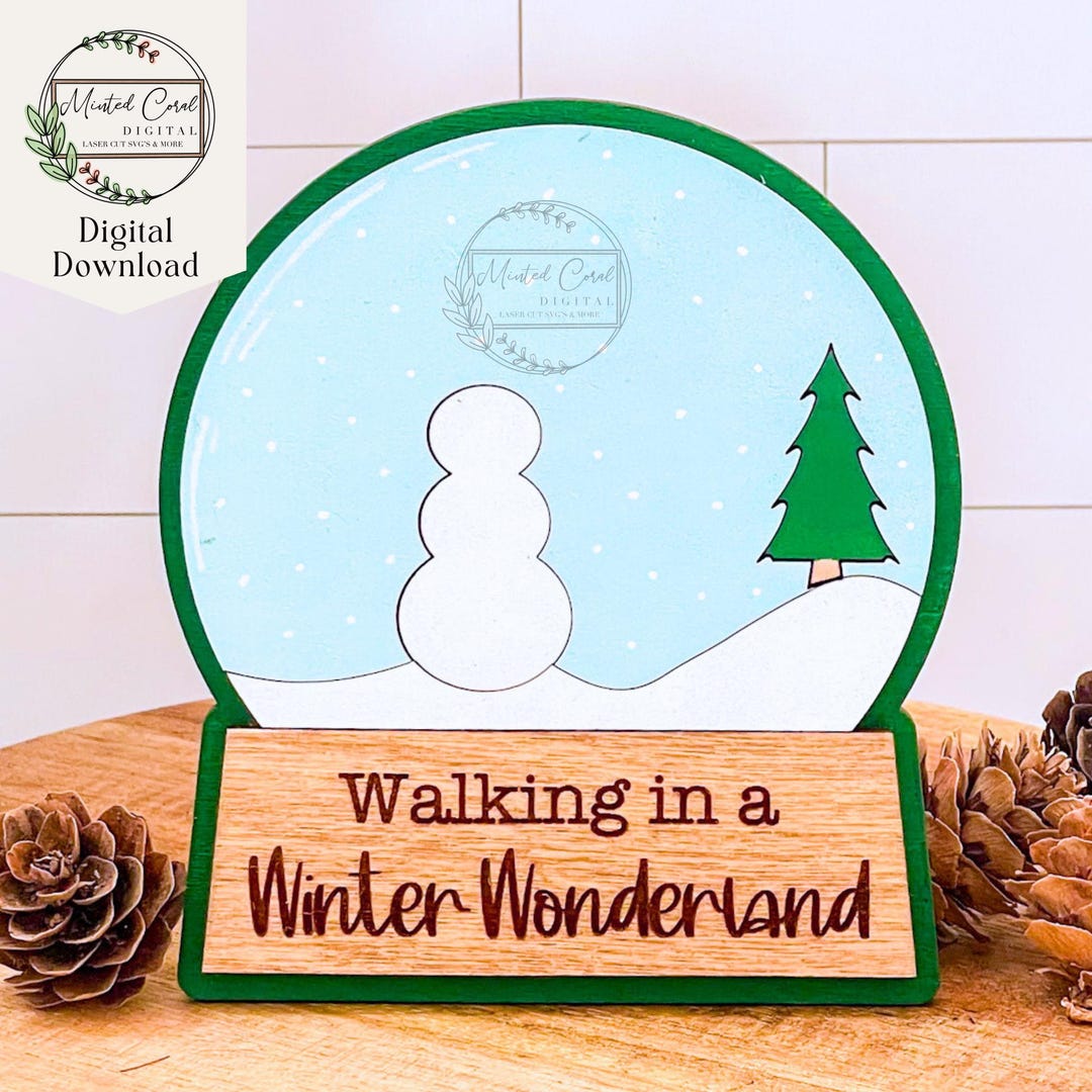 Snow Globe Sign SVG, Digital File, Snow Man, Winter Wonderland, Pine ...