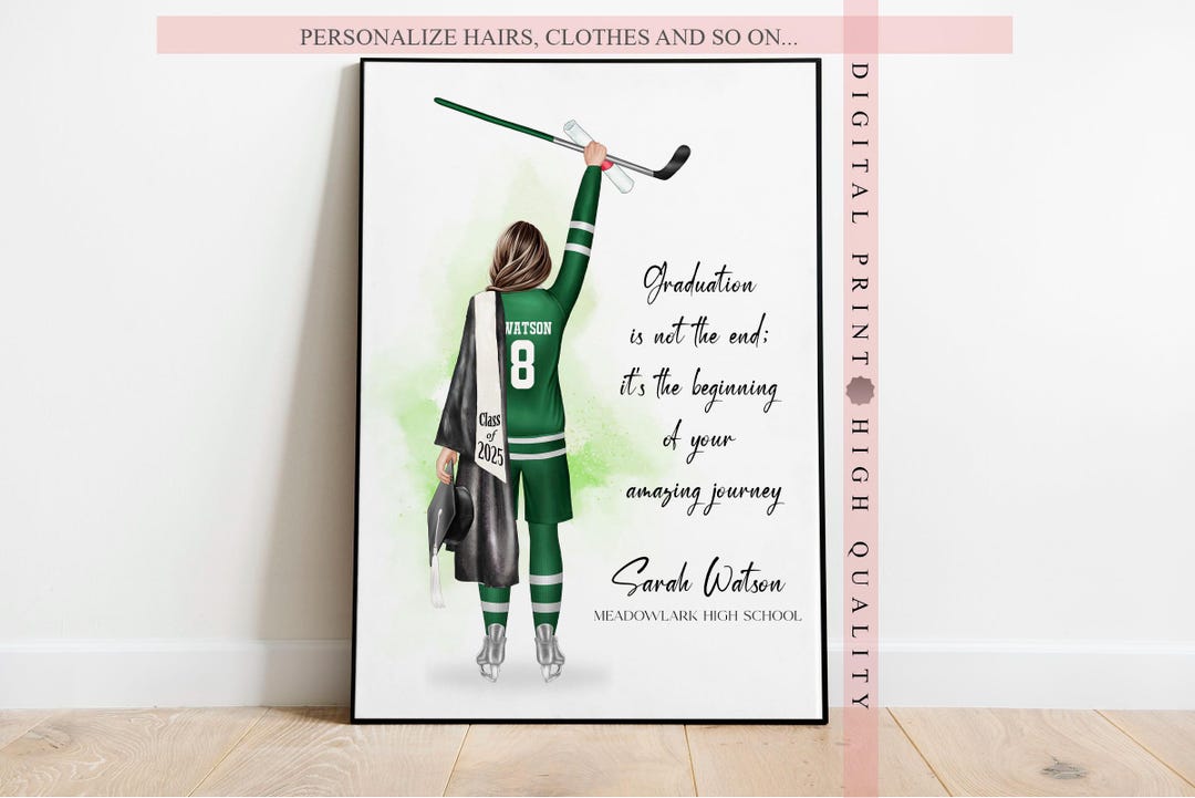Personalized Graduation Hockey Print - Celebrate the Journey of a Girl ...