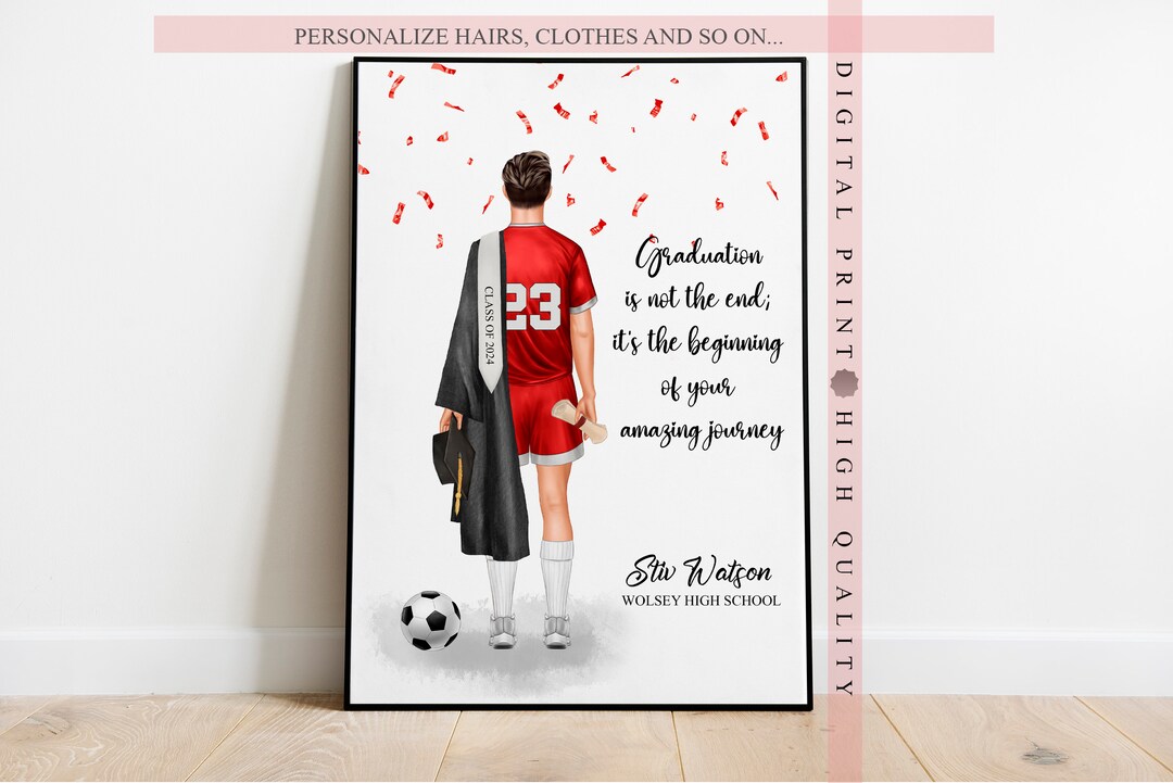 Personalized Graduation Soccer Man Print Celebrate Achievements on the ...