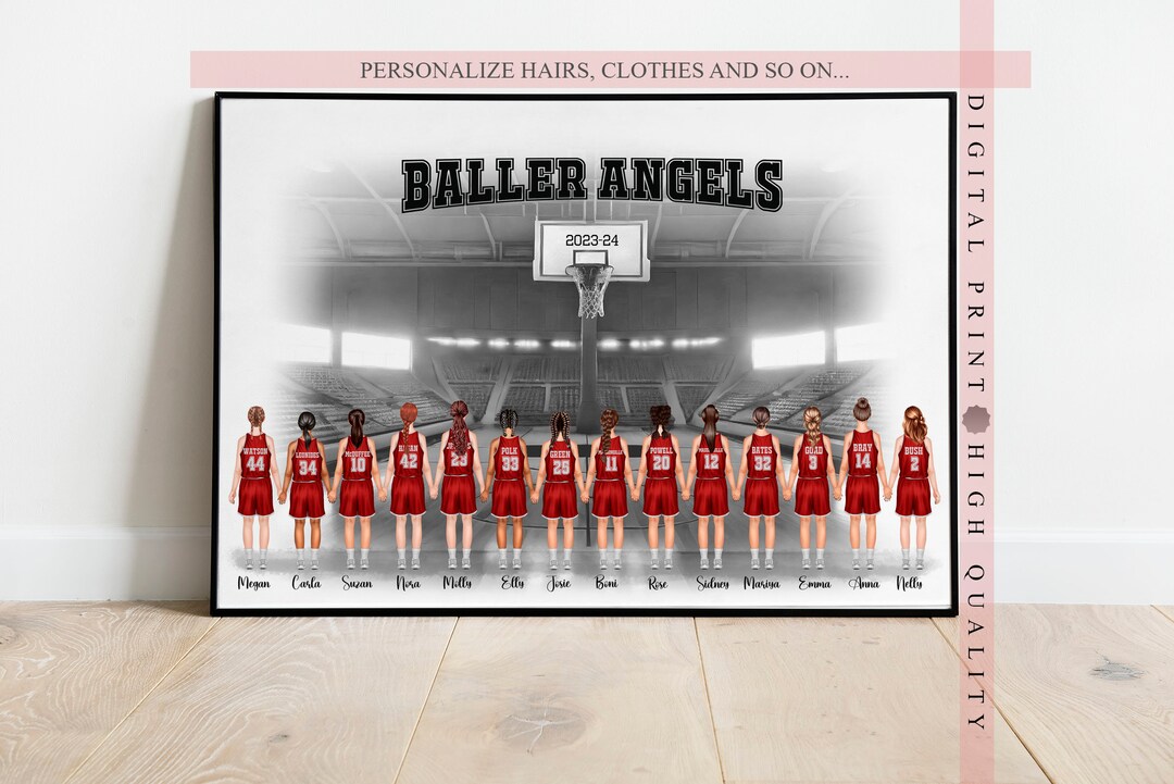 Personalized Girls Basketball Team Print - Celebrate Team Unity and ...