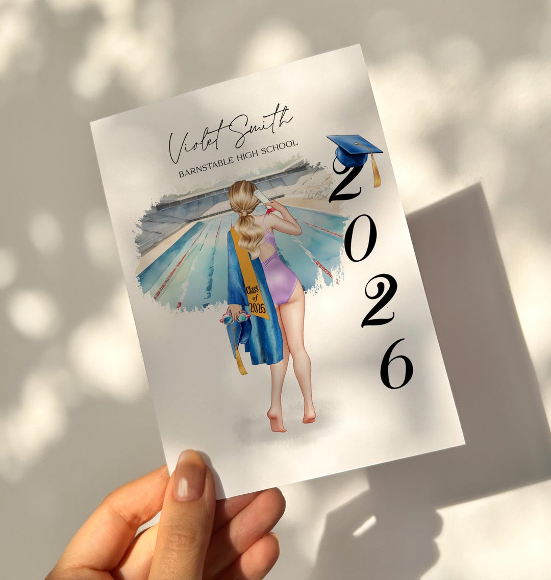 Personalized Graduation Swimmer Portrait, Senior Gift, Class of 2026 ...