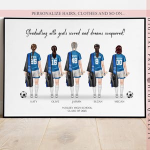 Personalized Graduation Soccer Girls Team Print - Celebrate Team Spirit ...
