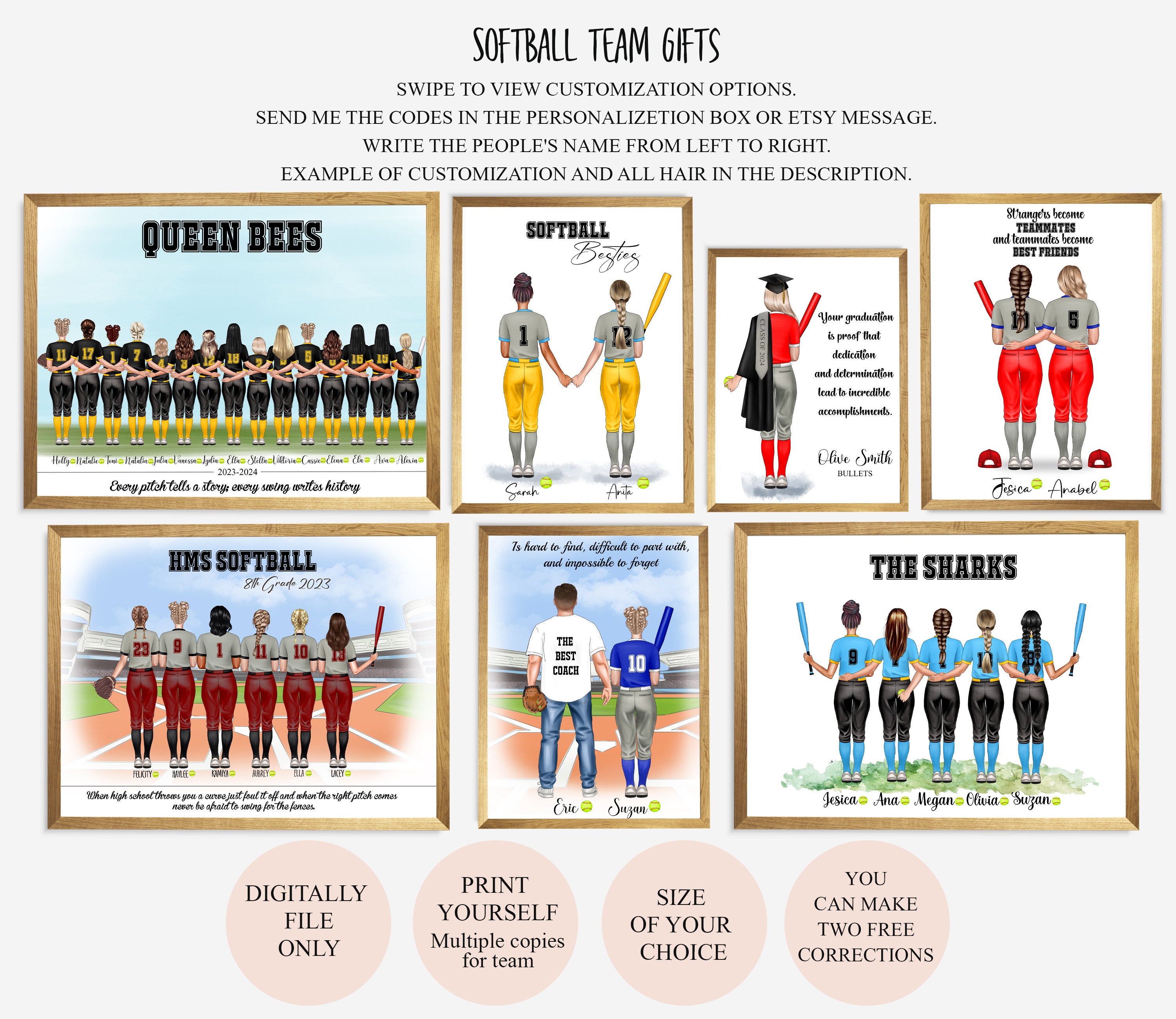 Softball Best Friends, Personalized Softball Graduation Print, Softball ...